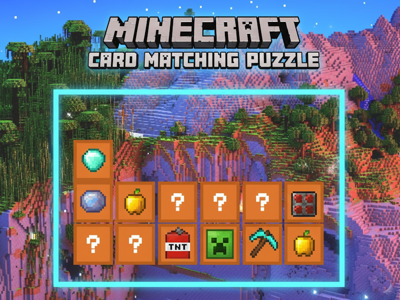 Minecraft Card Matching Puzzle 🕹️ Jouez en ligne sur SGameS